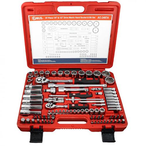 Jual Genius Tools Master Tool Set 87 Piece Metric 1/4 Inch & 1/2 Inch Drive Comprehensive ...