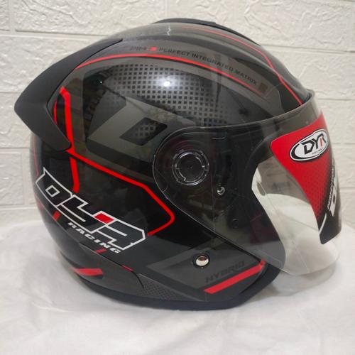 Jual Helm Half Face Dewasa SNI Double Visor DYR Osaka Hybrid Black SNI ...