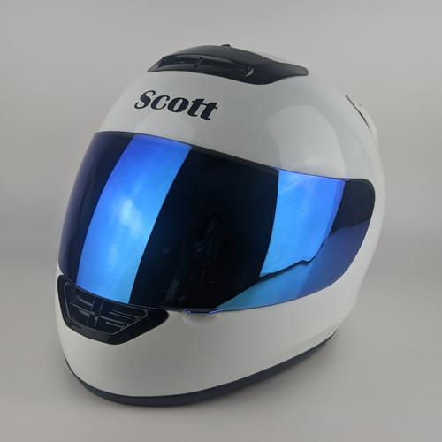 Jual Helm Full Face Touring Bandit Racing Scott RX1 Putih White Solid ...