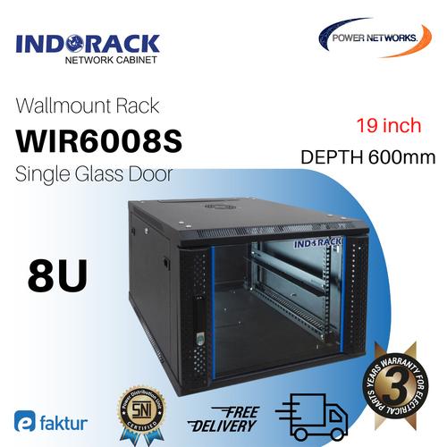 Jual INDORACK WALLMOUNT RACK WIR6008S SINGLE GLASS DOOR 8U DEPTH 600mm ...
