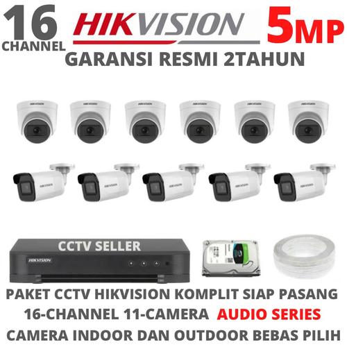 Promo PAKET CCTV HIKVISION AUDIO SERIES 16 CHANNEL 11 CAMERA 5MP SIAP ...