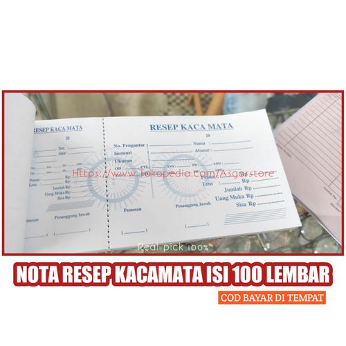 Jual Resep Kacamata Nota Pembelian Kacamata isi 100 Lembar - Kab. Garut ...