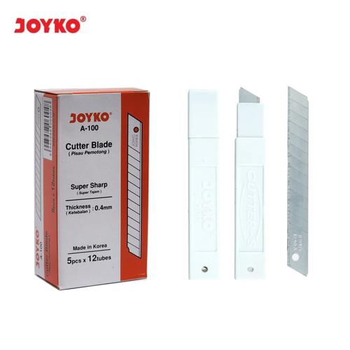 Jual 1 BOX / 12 TUBE Cutter Blade Refill Isi Pisau Pemotong Joyko A-100 ...