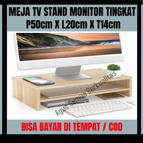Jual Meja Stand Tatakan Dudukan Laptop Monitor Kayu TINGKAT ...
