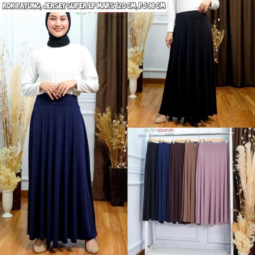 Jual rok panjang model payung jersey super polos jumbo - Pink Stabilo ...