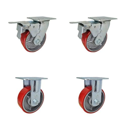 Jual Roda PU Flat Besi Cor Heavy Duty 5" (2Rem 2Mati) Technowheel ...