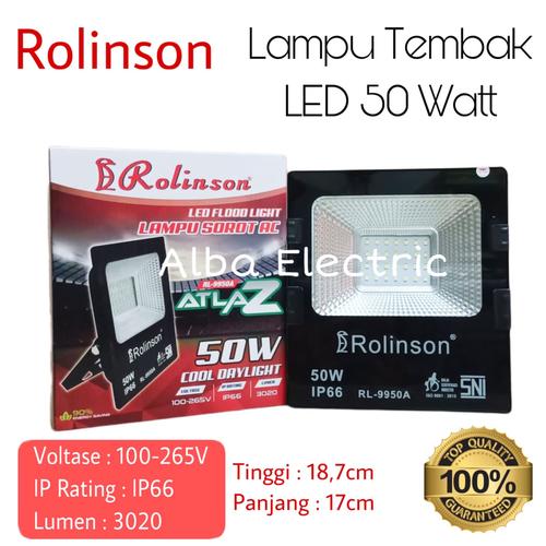Jual Lampu Sorot LED 50 W ROLINSON Putih IP 66 Lampu Tembak Flood Light 50W - Jakarta Barat ...