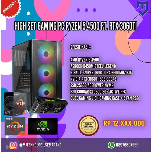 Jual High Set Gaming PC Ryzen 5 4500 16GB RAM Kit RTX 3060Ti 8GB GDDR6 ...