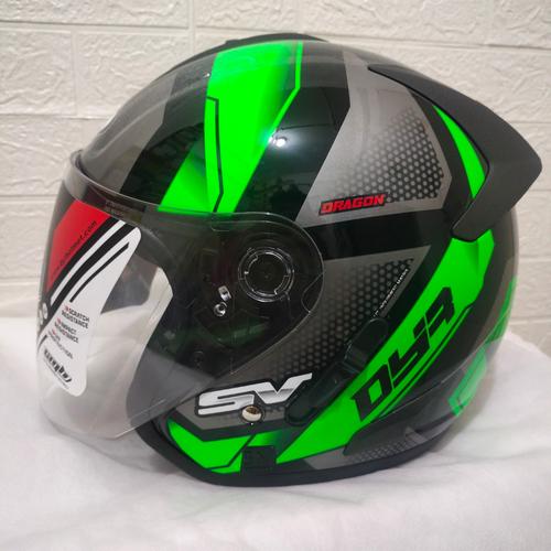 Jual Helm Half Face Dewasa SNI Double Visor DYR Leader Green SNI ORI ...