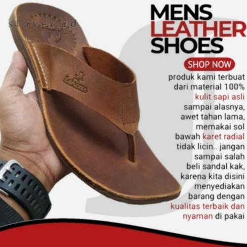 Jual Sendal Kulit Pria Jepit Full Kulit Sampai Alasnya - Hitam, 43 ...