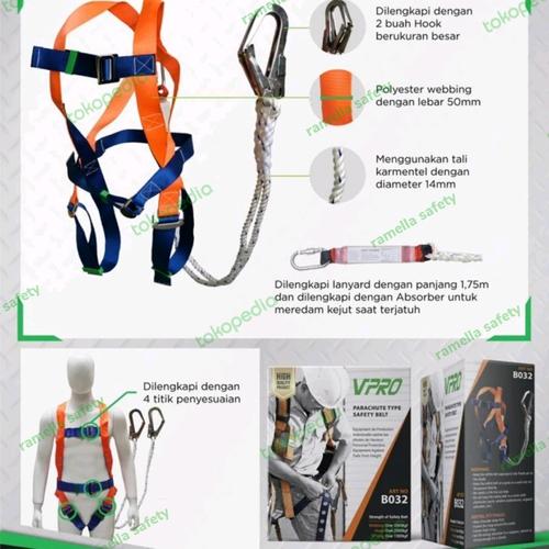 Jual Full Body Harness Absorber double lanyard Big Hook VPRO - Kota Balikpapan - ramella safety ...