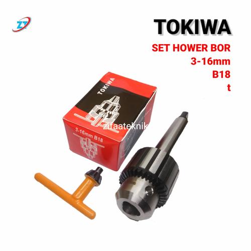 Jual SET Hower Bor /Chuck Drill TOKIWA 3-16mm B18 Asbor MT3-B18 Bor ...
