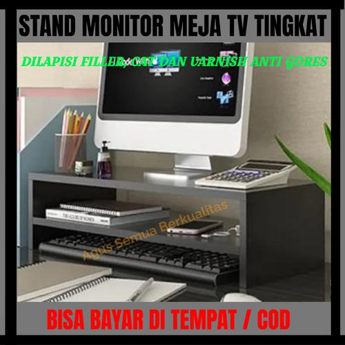 Jual Meja Stand Tatakan Dudukan Laptop Monitor Kayu TINGKAT ...