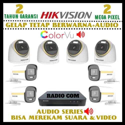 Jual PAKET CCTV 2MP HIKVISION COLORVU 8 KAMERA 8 CHANNEL AUDIO FULL ...