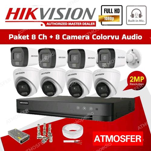 Jual PAKET CCTV HIKVISION 8 CHANNEL 8 CAMERA 2MP COLORVU + MIC LENGKAP - Non Hardisk - Jakarta ...
