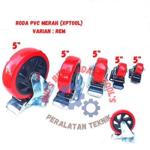 Jual RODA TROLI TROLLEY PVC MERAH TIPE REM 1.5 - 2 - 3 - 4 - 5 INCI - 1 ...