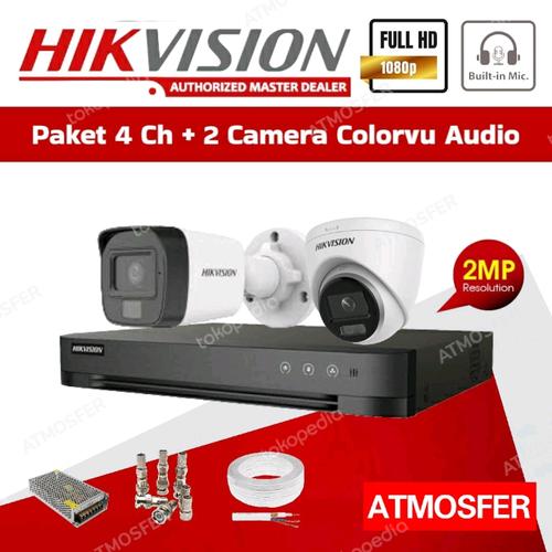 Jual PAKET CCTV HIKVISION 4 CHANNEL 2 CAMERA 2MP COLORVU + MIC LENGKAP - Hardisk 500gb - Jakarta ...