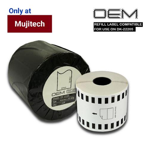 Jual OEM LABEL DK-22205 REFILL SIZE 62mmX30m untuk BROTHER PRINTER ...