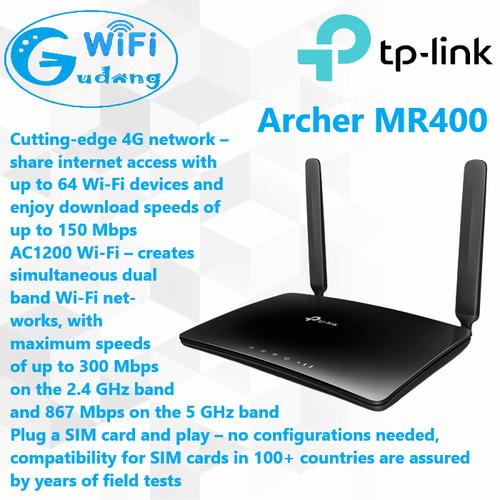 Jual TP-LINK Archer MR400 AC1200 Wireless Dual Band 4G LTE Router ...