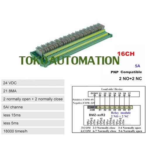 Jual 16 Channel PLC Relay Module G2R-2 5A 2NO 2NC Input DC 24V PNP PA24 ...
