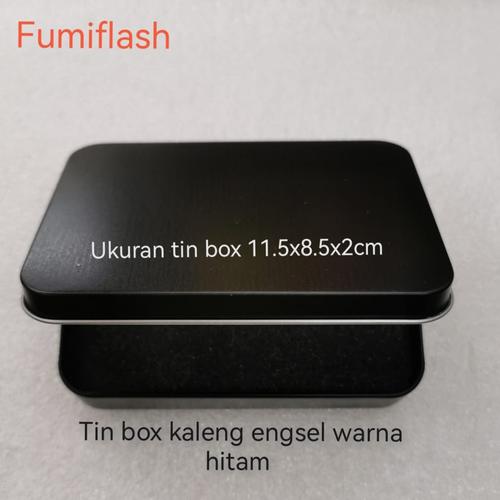 Jual Tin Box kaleng engsel warna hitam tanpa jendela busa tidak potong ...