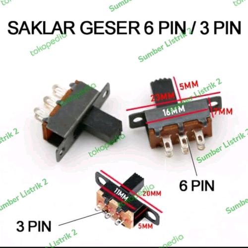 Jual saklar geser 3 pin/switch on off geser kecil/saklar geser mini 3 ...
