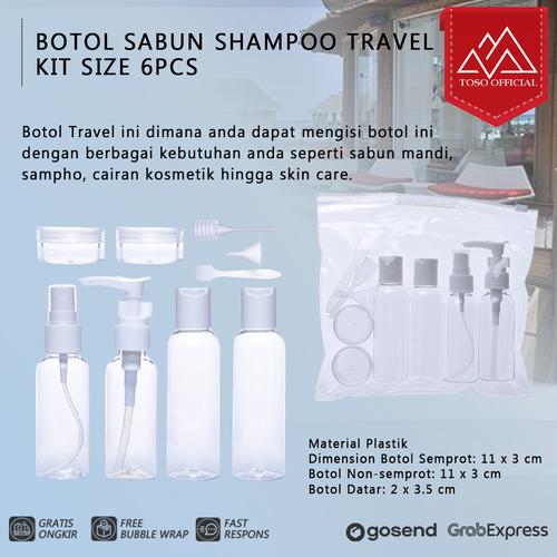 Jual BOTOL SABUN SHAMPOO TRAVEL KIT SIZE 6PCS TEMPAT SKIN CARE REFILL ...