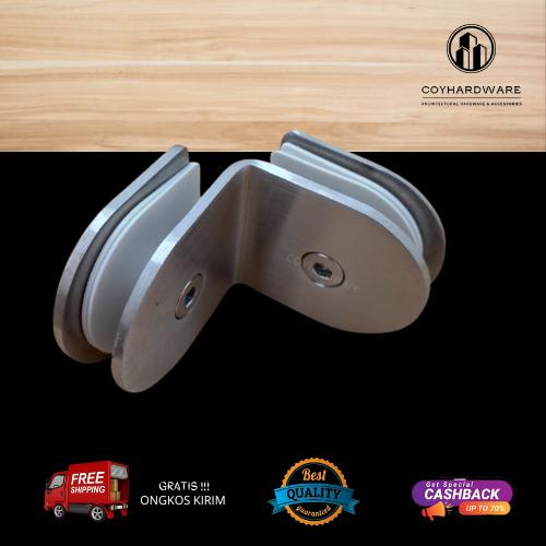 Promo KLIP PENJEPIT KACA GLASS CLIP CONNECTOR GLASS TO GLASS STAINLESS ...