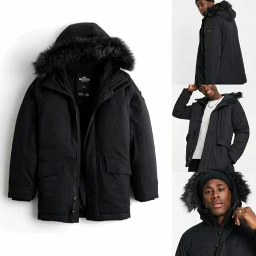 Jual JACKET PARKA PRIA HLR EVERYDAY FAUX FUR TRIM HOODED BLACK WINTER ...