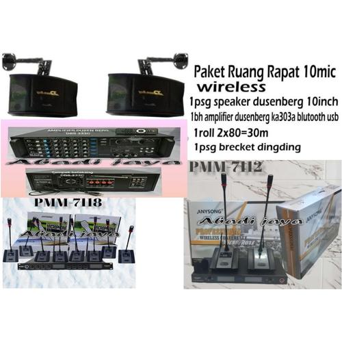 Jual paket ruang rapat 10 mic wireless anysong pmm 7118 7112 dan ...