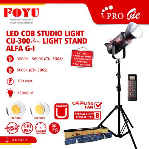 Promo LED COB Studio Light 300W Continuous Pro One CU-300 dan Light Stand - CU-300B + G-I Cicil ...