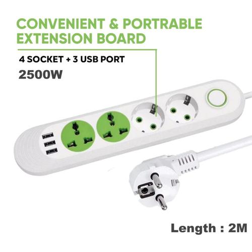Promo Lucky Hawk F01U 2M Power Strip Stop Kontak 4 Power Socket 3 USB ...