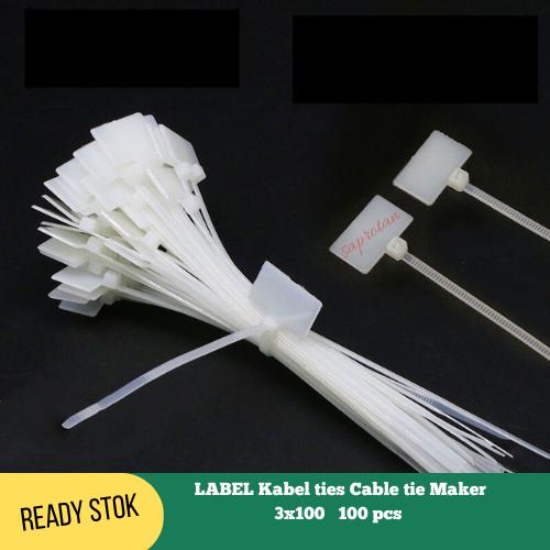 Jual LABEL Kabel ties Cable tie Maker name tag lan tulis 3x100 100 pcs ...