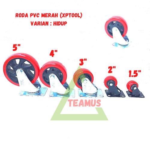 Jual RODA TROLI TROLLEY PVC MERAH TIPE HIDUP 1.5 - 2 - 3 - 4 - 5 INCI ...