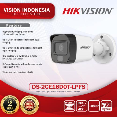 Jual CAMERA HIKVISION DS-2CE16D0T-LPFS 2MP DUAL LIGHT COLORVU + AUDIO ...