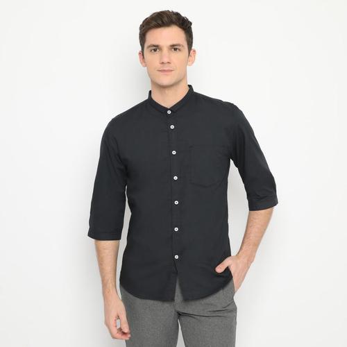 Jual Code Male - Wade Kemeja Hitam Fashion Lengan Sikut Basic Slim Fit ...