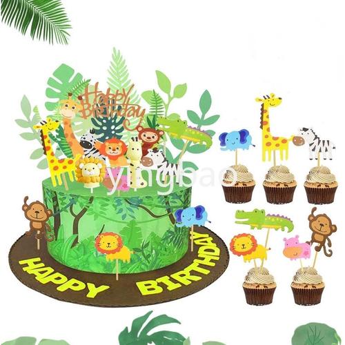 Jual CFL03 Cake Topper Pohon Hutan Binatang Leaves Forest Hias Kue ...