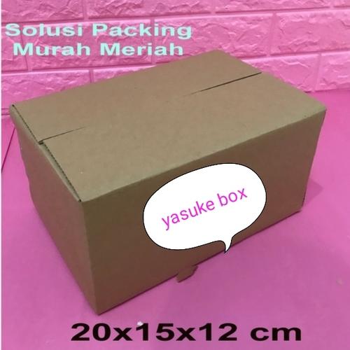 Jual karton/dus UK.20x15x12cm.single wall luar polos dalem ada tulisan ...