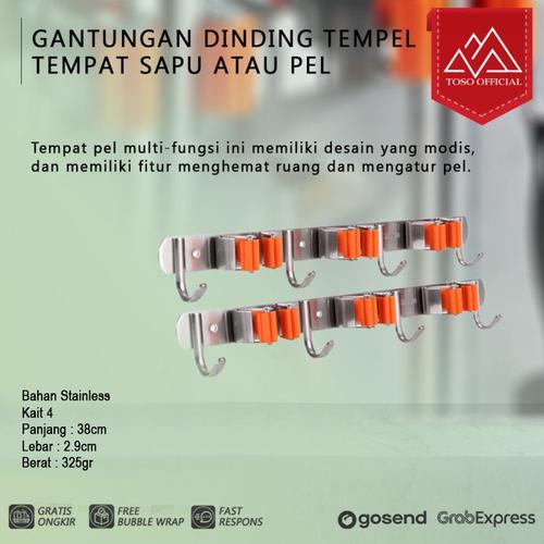 Jual GANTUNGAN DINDING PEL SAPU PAYUNG KAPSTOK HANGER JEPIT 4 KAIT MOP ...