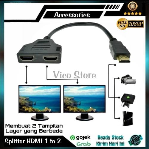 Jual Splitter Kabel HDMI 1 to 2 Cabang Layar Monitor Full HD Tanpa ...