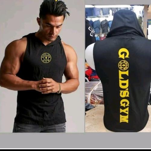 Jual (BISA COD) Singlet Gym Pria Hoddie gold gym FITNESS SPORT TRAINING ...