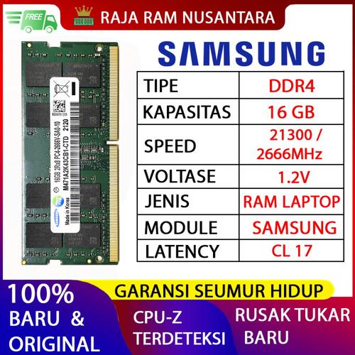 Jual RAM LAPTOP SAMSUNG DDR4 16GB 2666 MHz 21300 ORI GAMING RAM DDR4 16GB - Jakarta Utara - RAJA ...