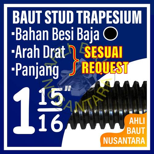 Jual Long As Drat Baut Stud Bolt Besi Baja Trapesium Kotak 15/16" 1" 2 ...