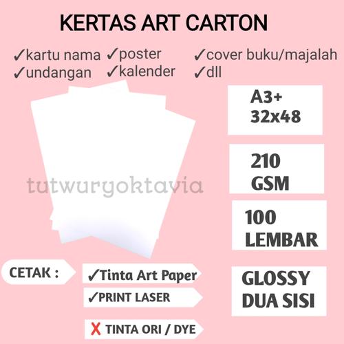Jual kertas art carton 210 gsm ukuran A3 plus 325x48cm isi 100 lembar ...