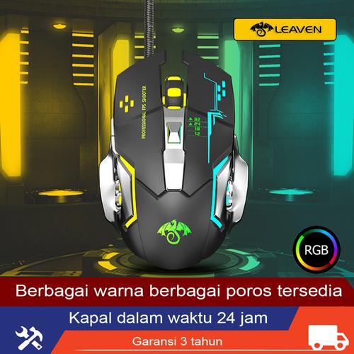Jual LEAVEN X6 Mouse Gaming Ergonomic Wired RGB Lightsync with macro ...
