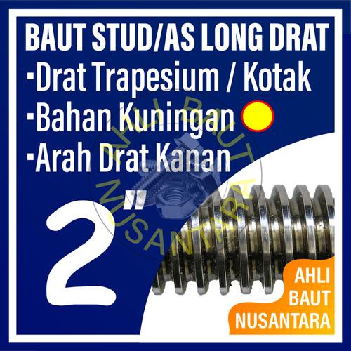 Jual Baut Stud Bolt Kuningan Brass Kiri As Long Drat Trapesium Kotak ...