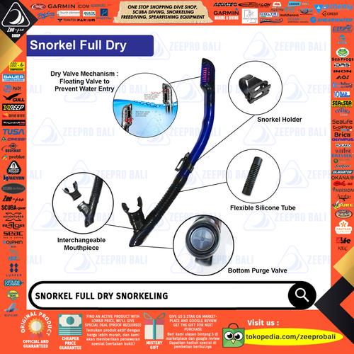 Jual Snorkel Full Dry Snorkeling Selang Pernapasan Alat Selam Diving ...