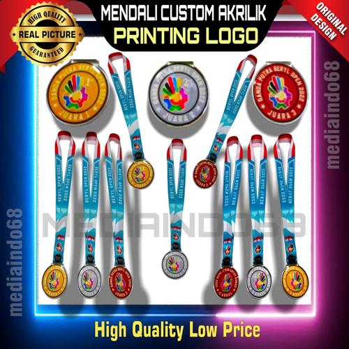 Jual Mendali Custom Akrilik Printing Logo Proses Cepat - Tali + Mendali ...