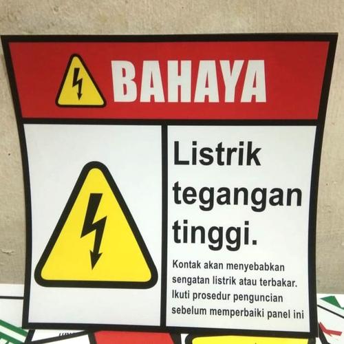 Jual SIGN STIKER 20X20.VINIL BAHAYA LISTRIK TEGANGAN TINGGI.RAMBU K3 ...