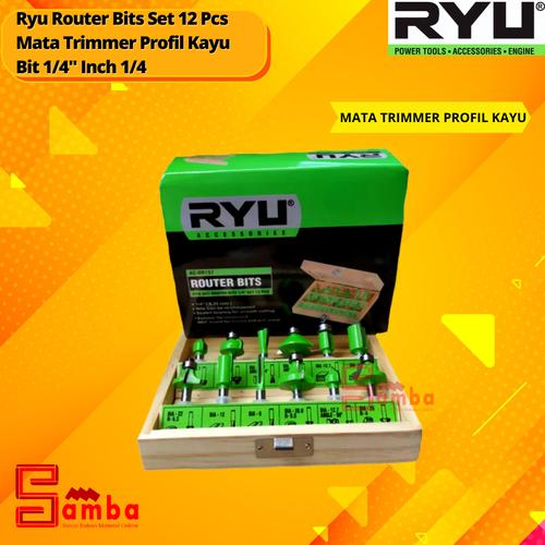 Jual Ryu Router Bits Set 12 Pcs Mata Trimmer Profil Kayu Bit 1/4" Inch ...